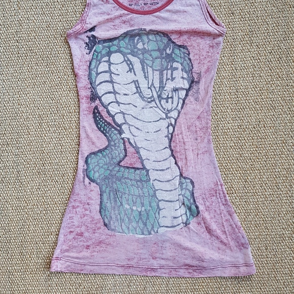 Junker Designs | Tops | Junker Designs Womens Sheer Red Cobra Gun Tank ...
